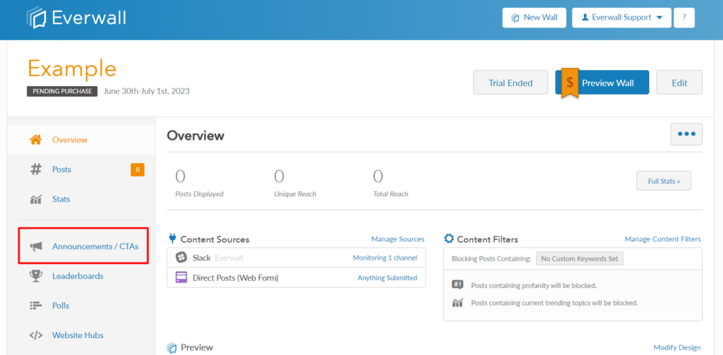 Tutorial: How to Edit an Announcement in Everwall — Everwall
