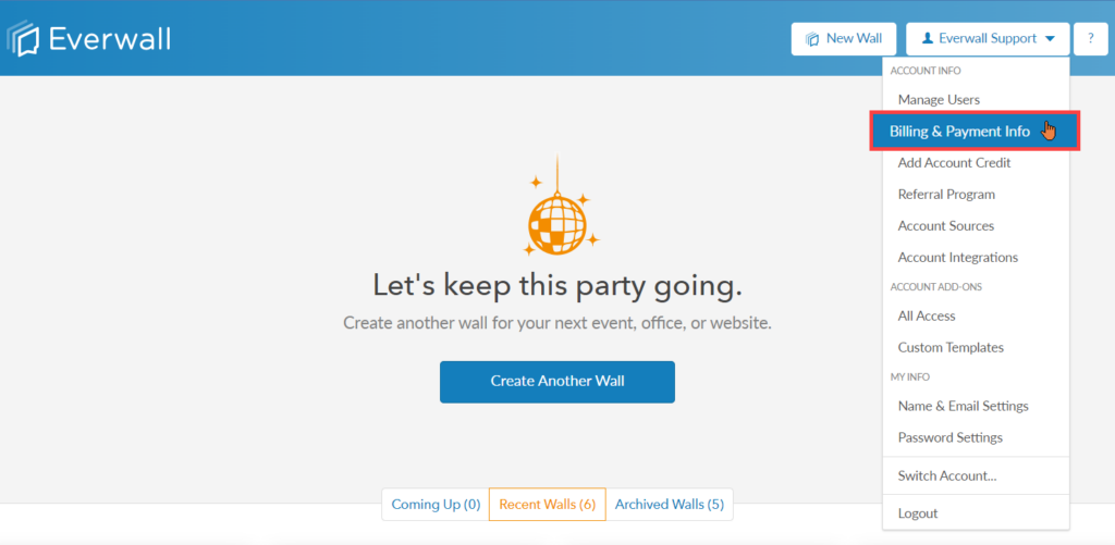 Tutorial: How to Access Billing and Payment Information — Everwall